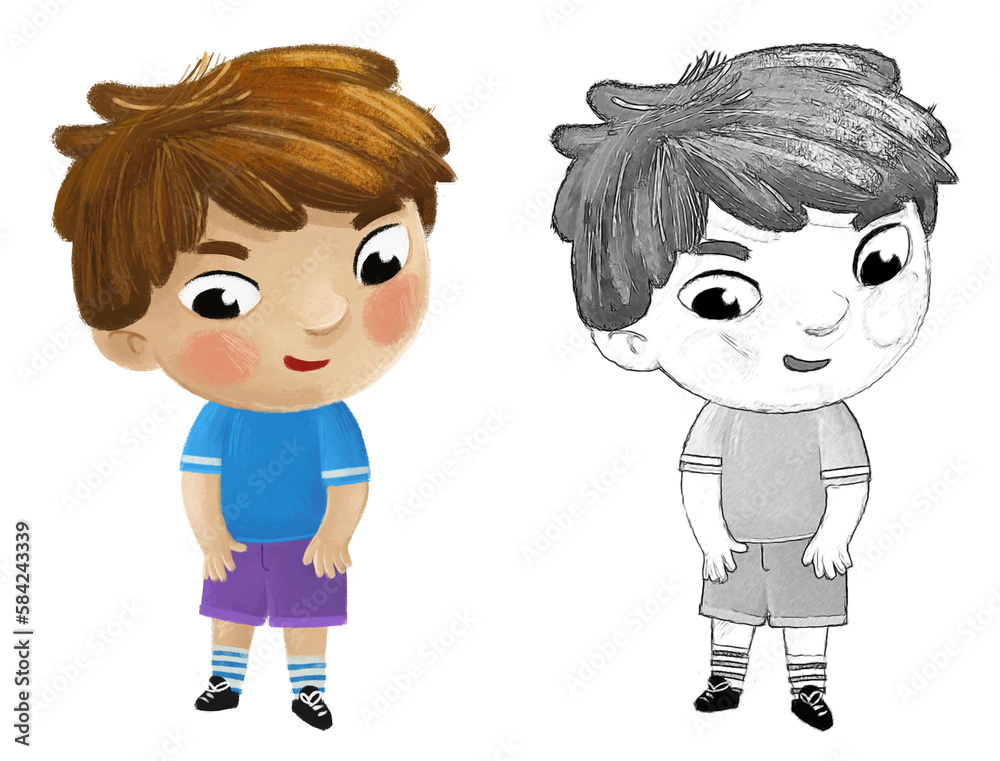 cartoon child kid boy taking off or putting on clothes by him self ...