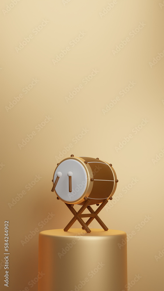 3d background with bedug icon for greetings card ramadan kareem, mawlid ...