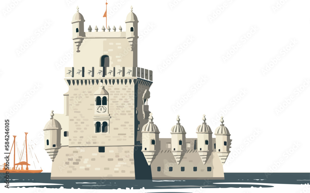 Belem tower in lisbon portugal vector Stock Vector | Adobe Stock