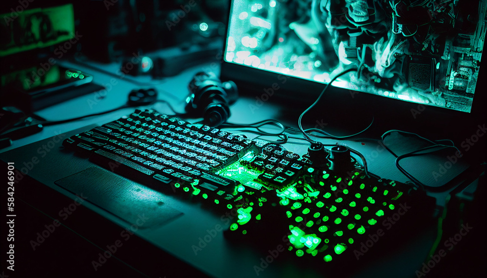 electronic circuit board with computer Stock Illustration | Adobe Stock