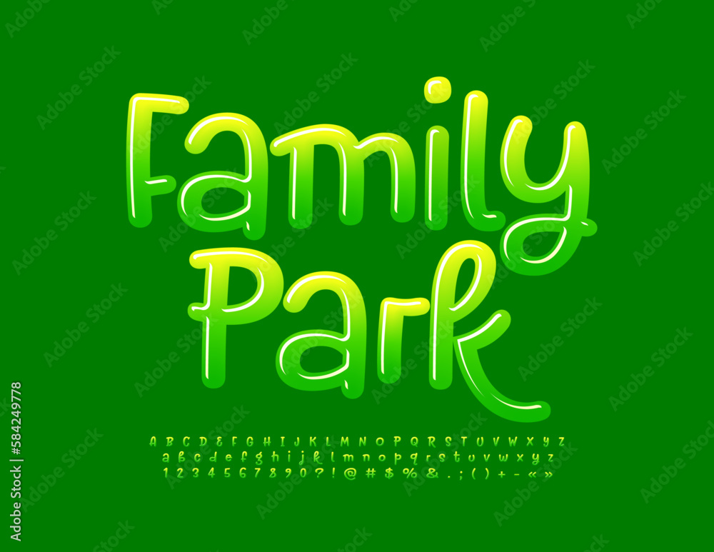 Vector green banner Family Park with handwritten creative Font ...