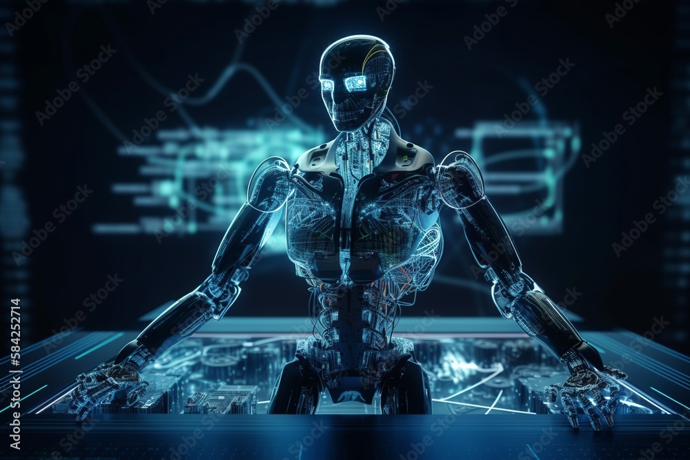 A cybercommunication and robotic concepts background featuring a ...