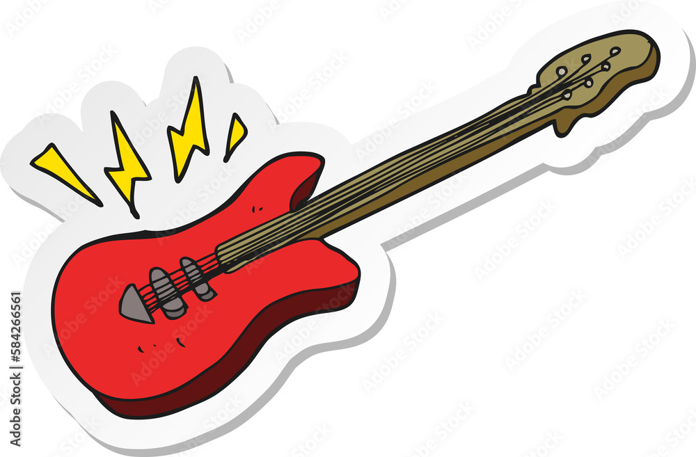 sticker of a cartoon electric guitar Stock Illustration | Adobe Stock