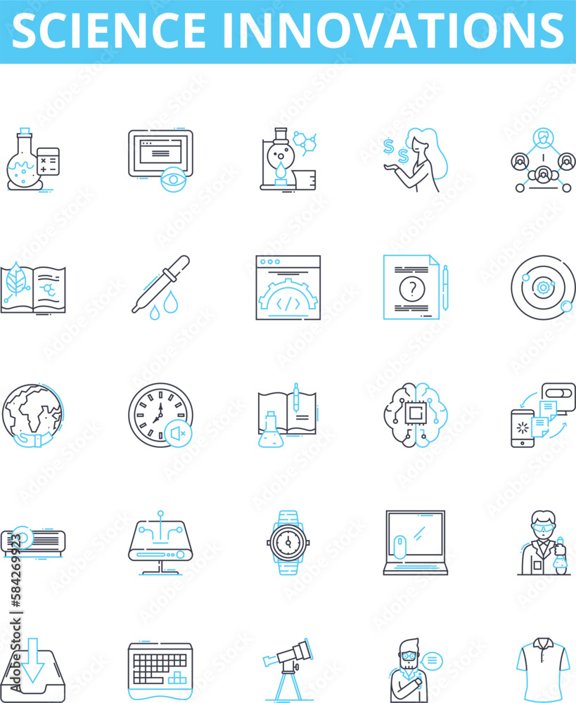 Science innovations vector line icons set. Innovations, Science ...