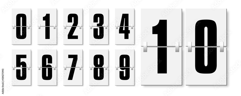 Flip board style numbers vector illustration. Airport terminal, arrival ...