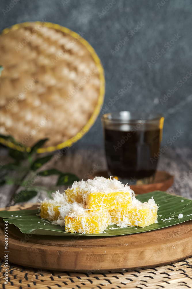getuk is mash cassava cake, eaten with grated coconut, traditional ...