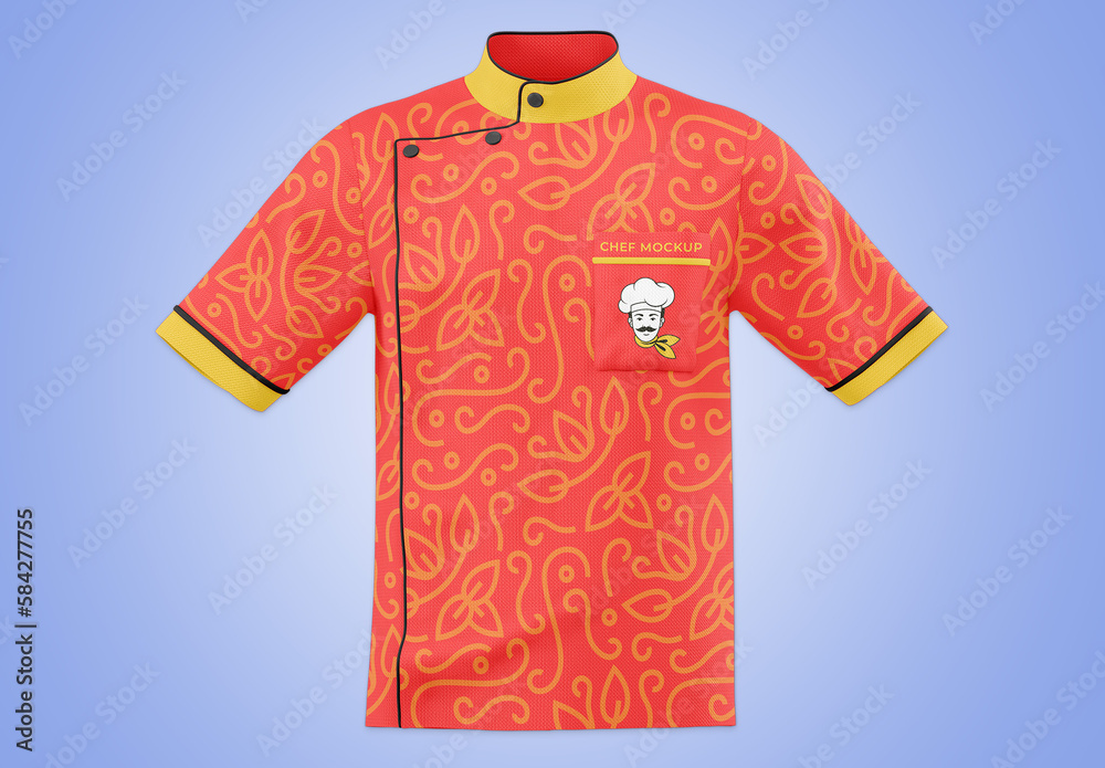 Men's Short Sleeve Chef's Jacket Mockup Stock Template | Adobe Stock