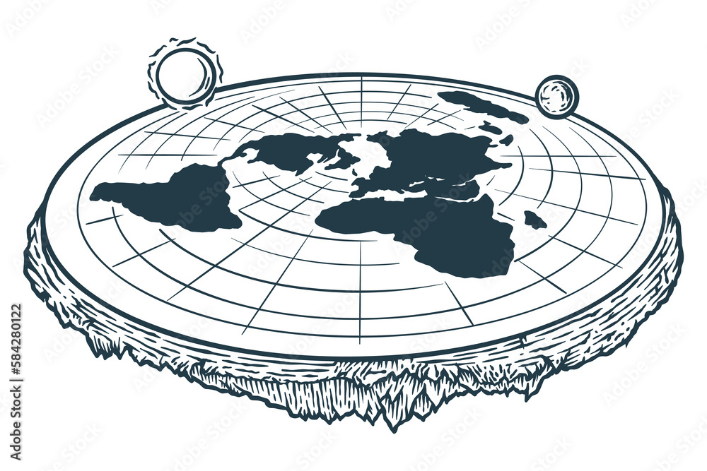 Flat earth theory vector illustration Stock Vector | Adobe Stock