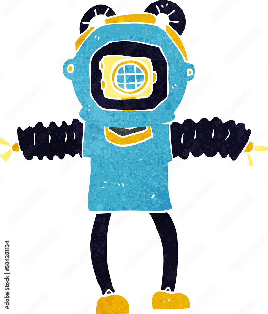 cartoon deep sea diver Stock Illustration | Adobe Stock