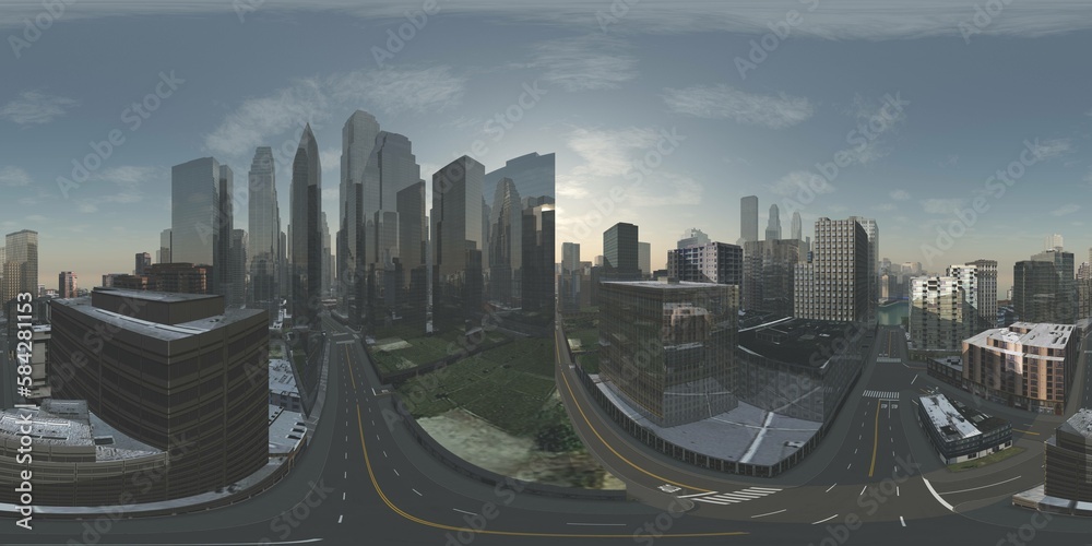 Panorama of the city. HDRI, environment map , Round panorama, spherical ...