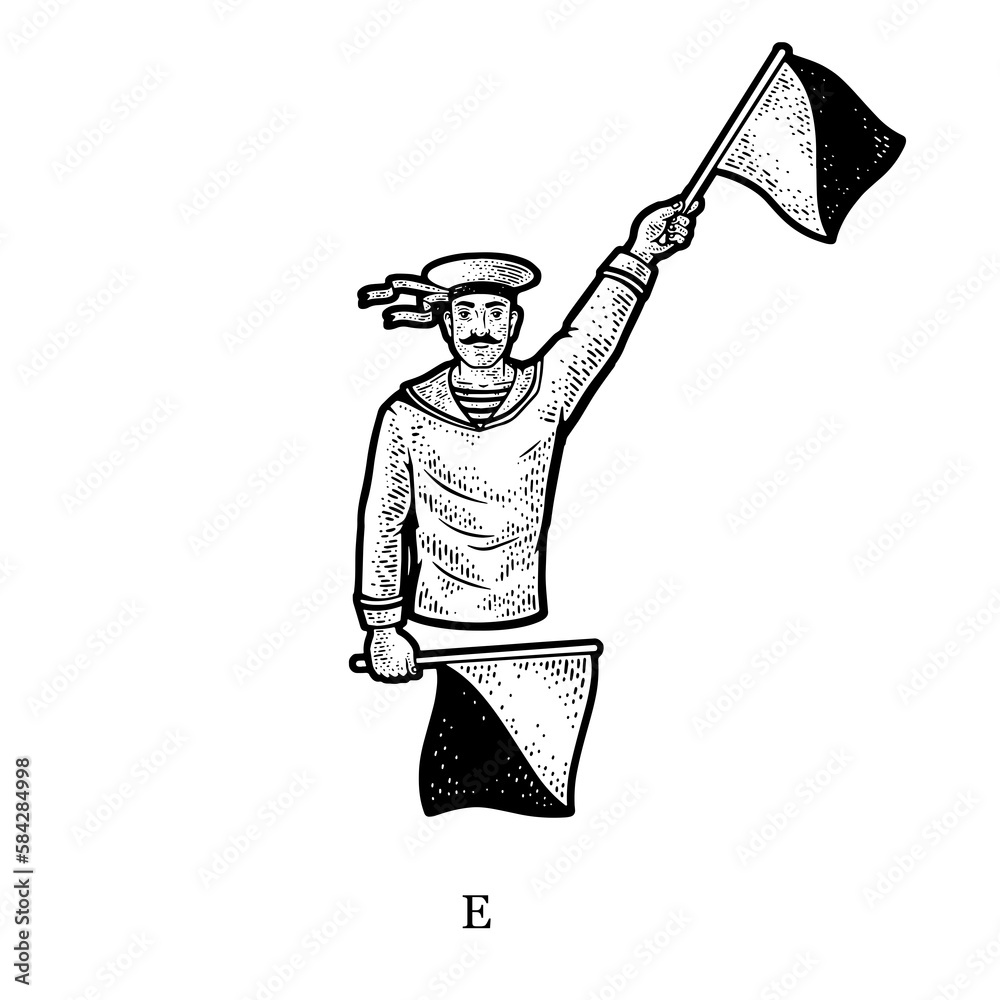 Poster Flag semaphore letter E sketch PNG illustration with transparent ...