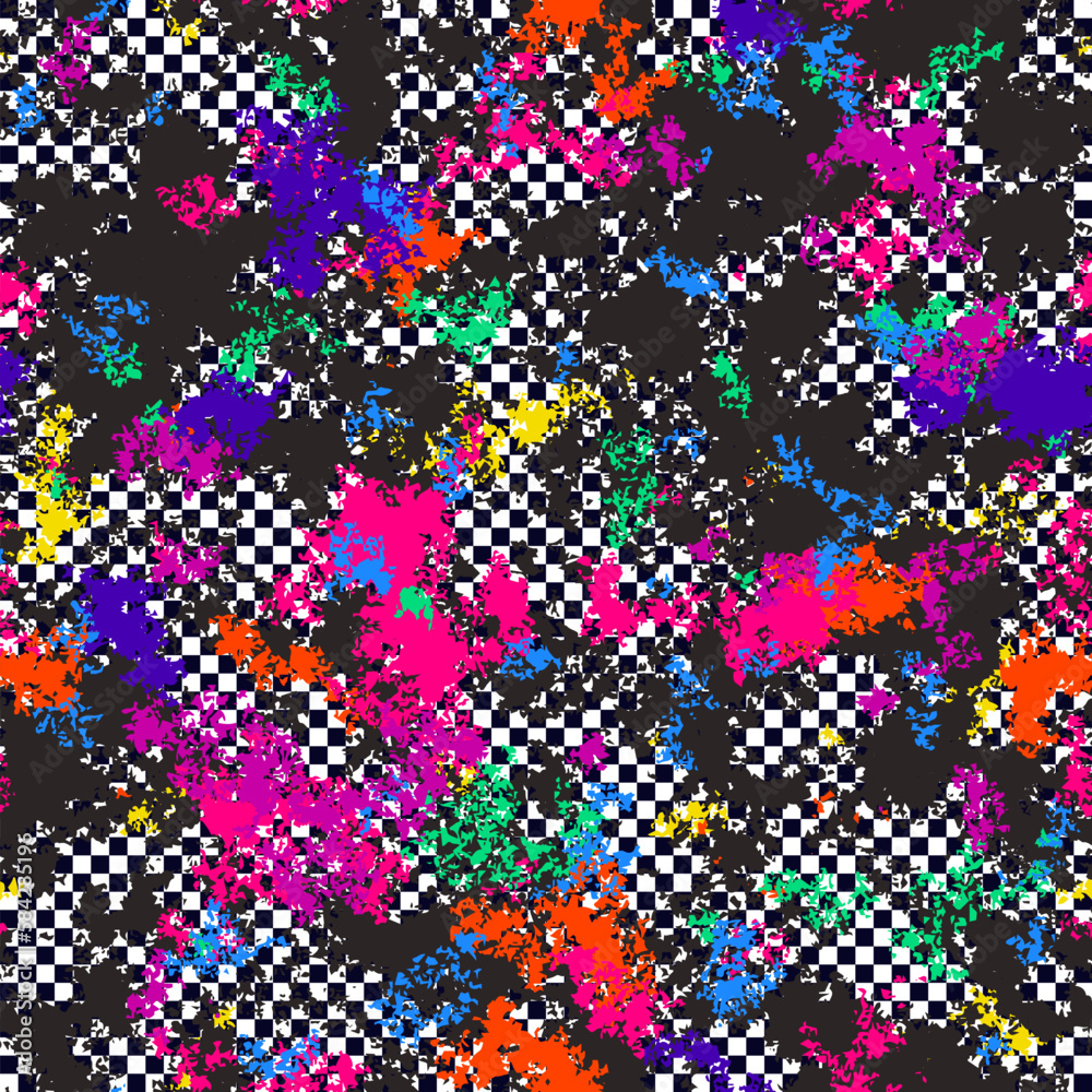 Abstract grunge seamless pattern. Urban art texture with paint splashes ...