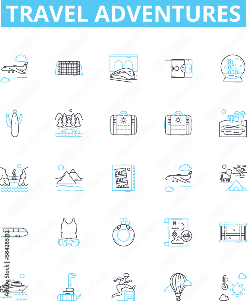 Travel adventures vector line icons set. Travel, Adventures, Exploring ...