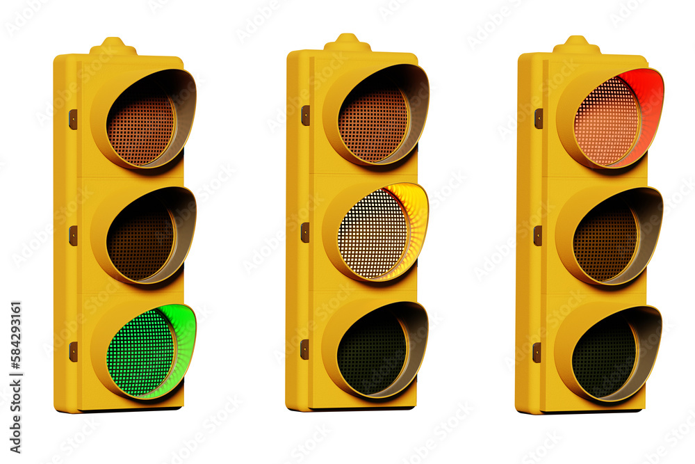 Traffic light isolated on transparent background. 3D Render Stock Photo ...