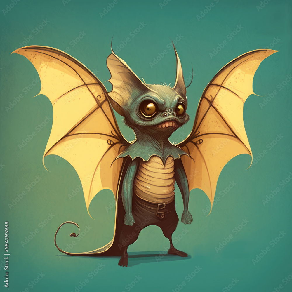 Scary bat in cartoon style on dark background. Generative AI ...