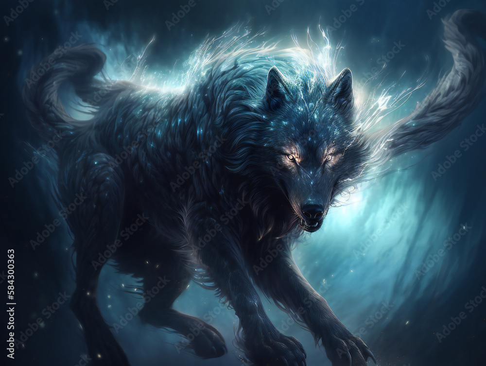 fenrir, symbol of power, norse wolf god, generative AI ilustración de ...
