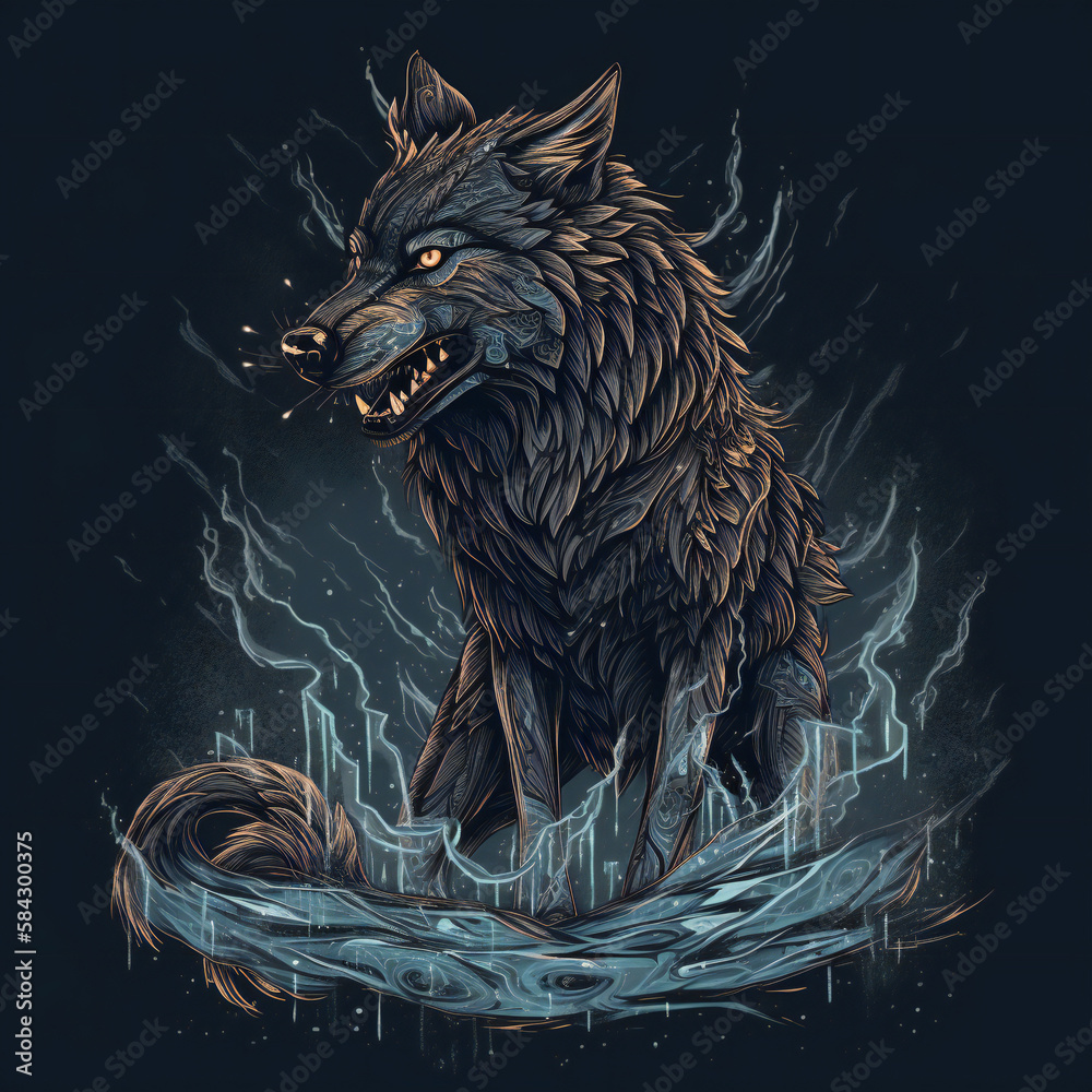 fenrir the mighty wolf, legendary creature, norse mythology, generative ... fenrir the mighty wolf, legendary creature, norse mythology, generative ...