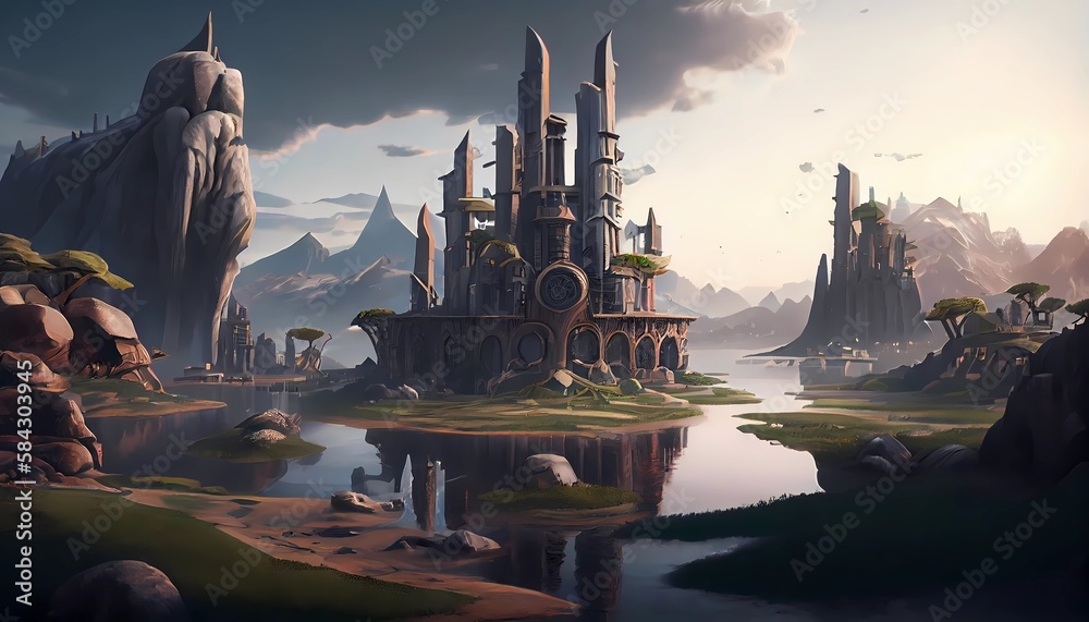 Dark Souls Castle Anor Londo Landscape Dark Souls Dark Fantasy Realistic Detailed Dawn