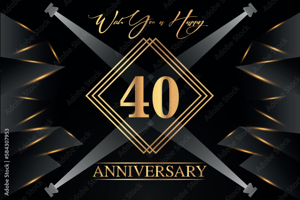 40 year anniversary celebration luxury golden color logo design with ...