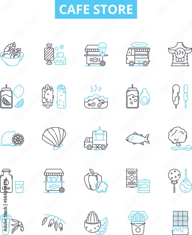 Cafe store vector line icons set. Cafe, Store, Coffee, Drinks, Food ...