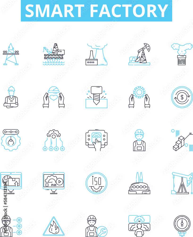 Vetor de Smart factory vector line icons set. Smart, Factory ...