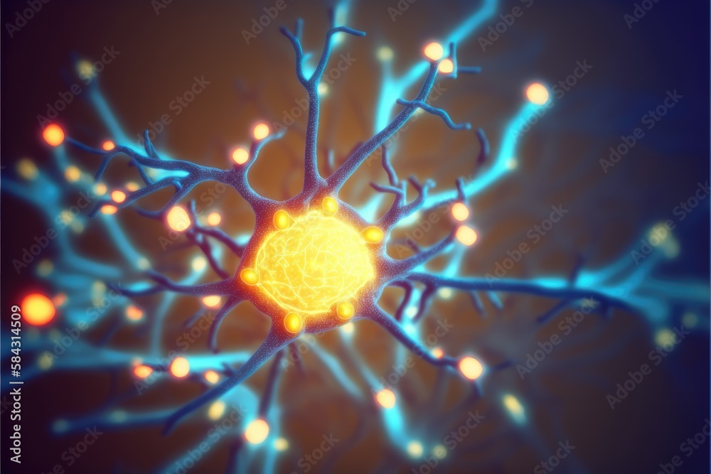 exploring the nerve impulse connection with glowing neuron cell ...