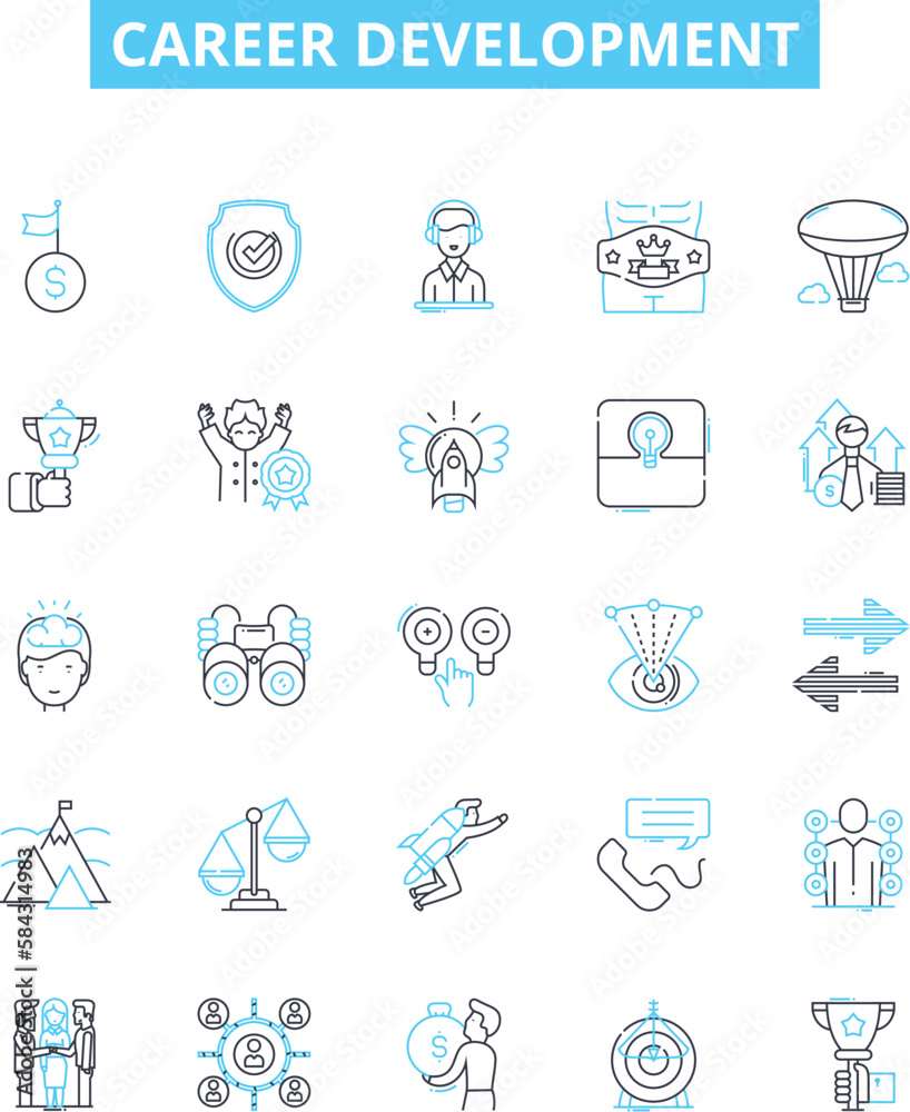 Career development vector line icons set. Career, Development ...