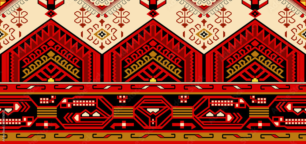 Botanical flowers ethnic border motif and Mughal art flower bunch ...