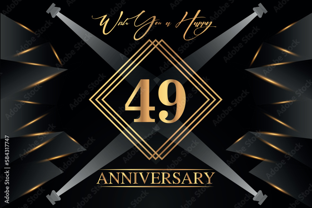 49 year anniversary celebration luxury golden color logo design with elegance gold line and ...