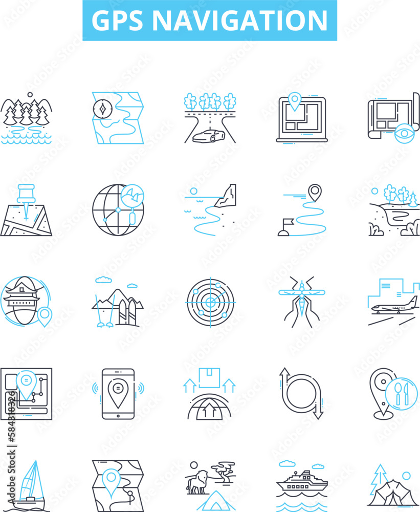 Gps Navigation Vector Line Icons Set Gps Navigation Tracking Maps