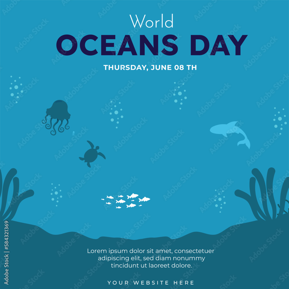 World oceans day Sea marine life abstract concept. Save water ecology ...
