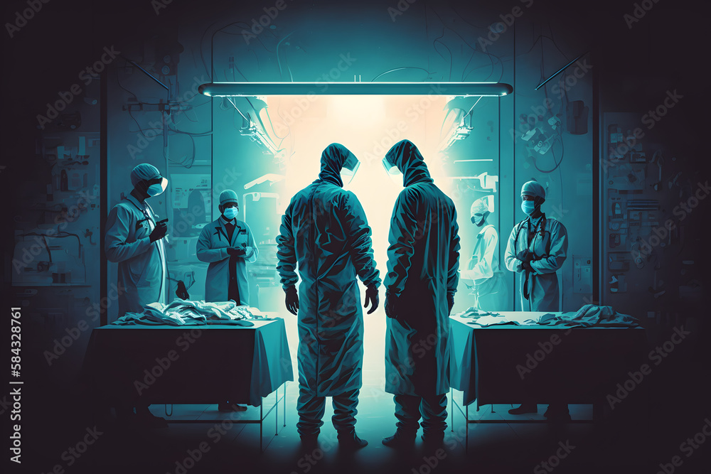 Medical doctor ER team, surgeon and anesthetist on medical clinic room ...