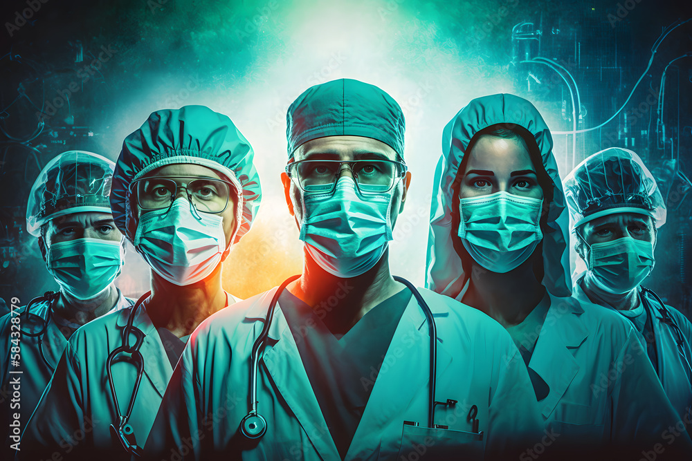 Medical doctor ER team, surgeon and anesthetist on medical clinic room ...