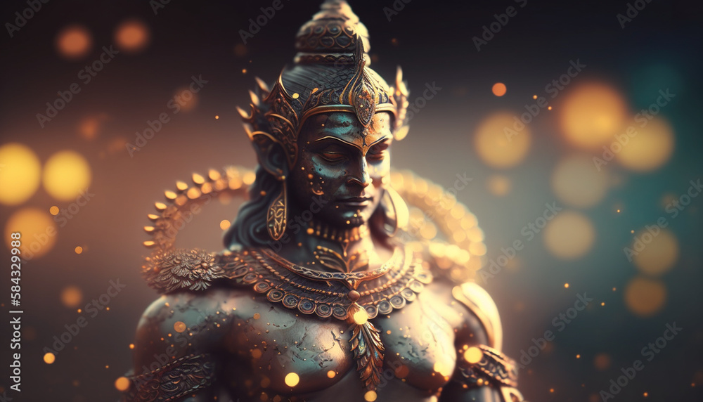 Majestic Portrait of Vishnu, the God of Protection and Preservation ...