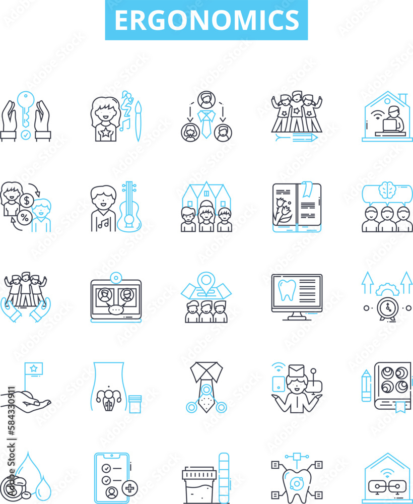 Ergonomics vector line icons set. Ergonomics, Design, Human-Centered ... Ergonomics vector line icons set. Ergonomics, Design, Human-Centered ...