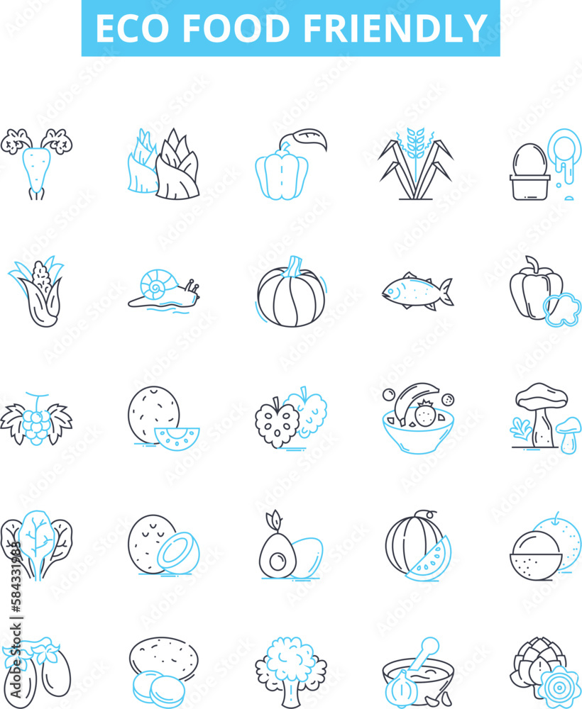 Eco food friendly vector line icons set. Eco-friendly, food, organic ...