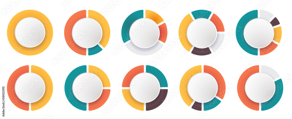 Infographic with circle donut charts. Colorful diagram collection with ...