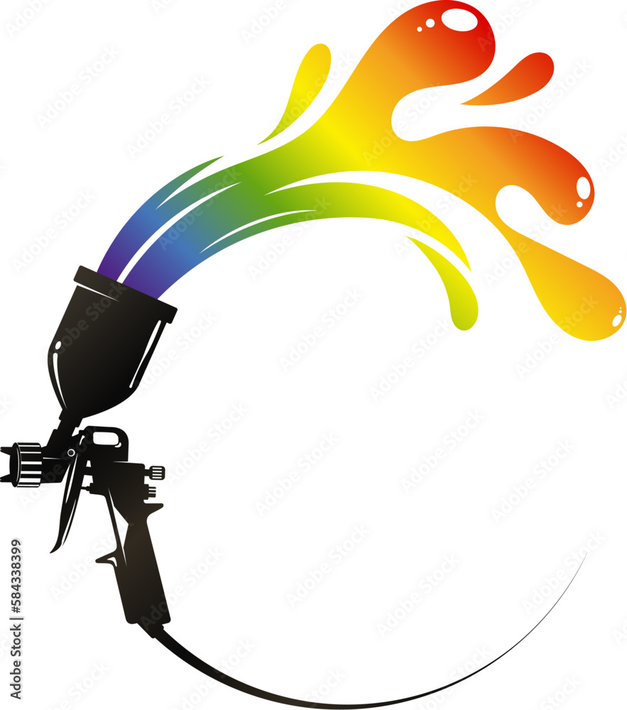 Spray gun tool for painting with colored paint. Design for the master ...