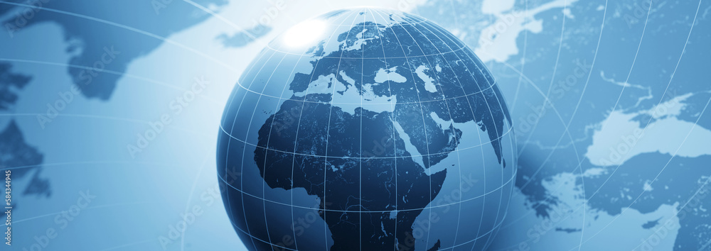 World map banner concept. Detailed flat map of continents. 3d rendering ...