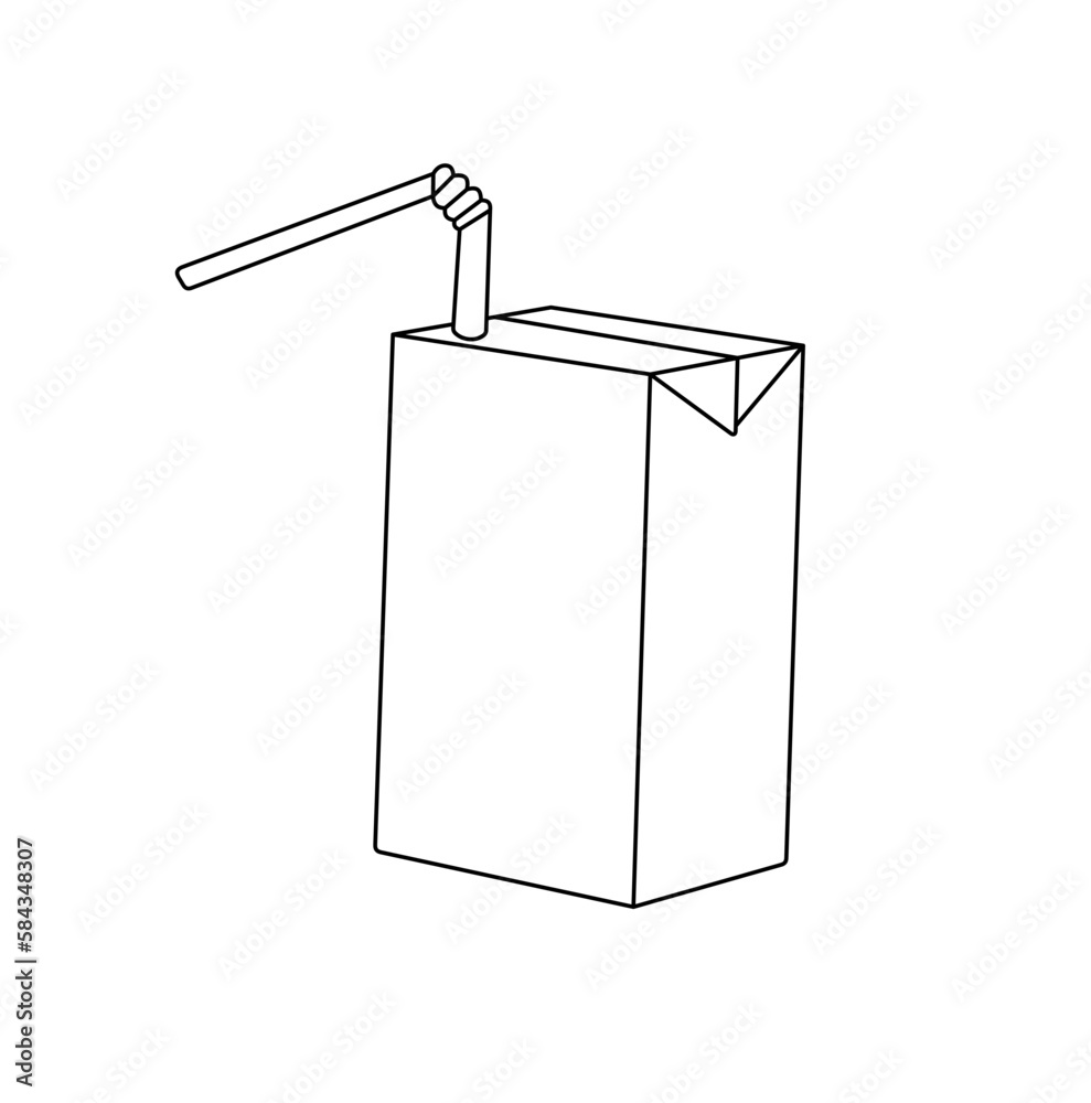 Vector isolated one single cardboard box small juice or milk pack with ...