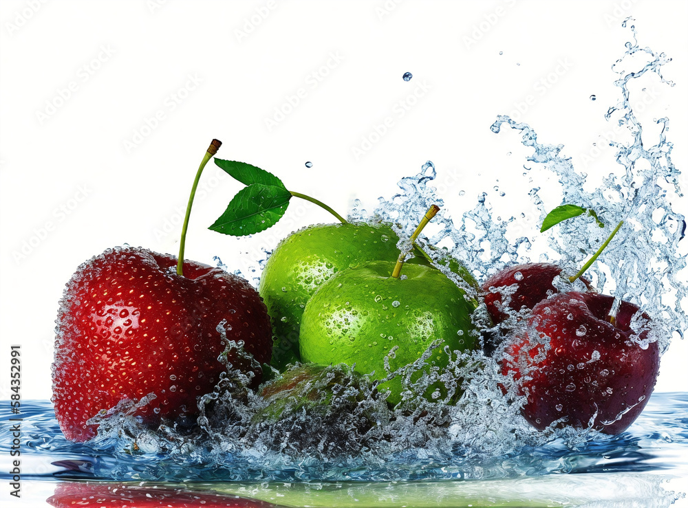 Colorful submerged fruit splash art created with Generative AI. Stock ...