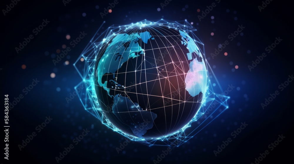 Communication Technology Global World Network Concept Connection Lines Around Earth Globe
