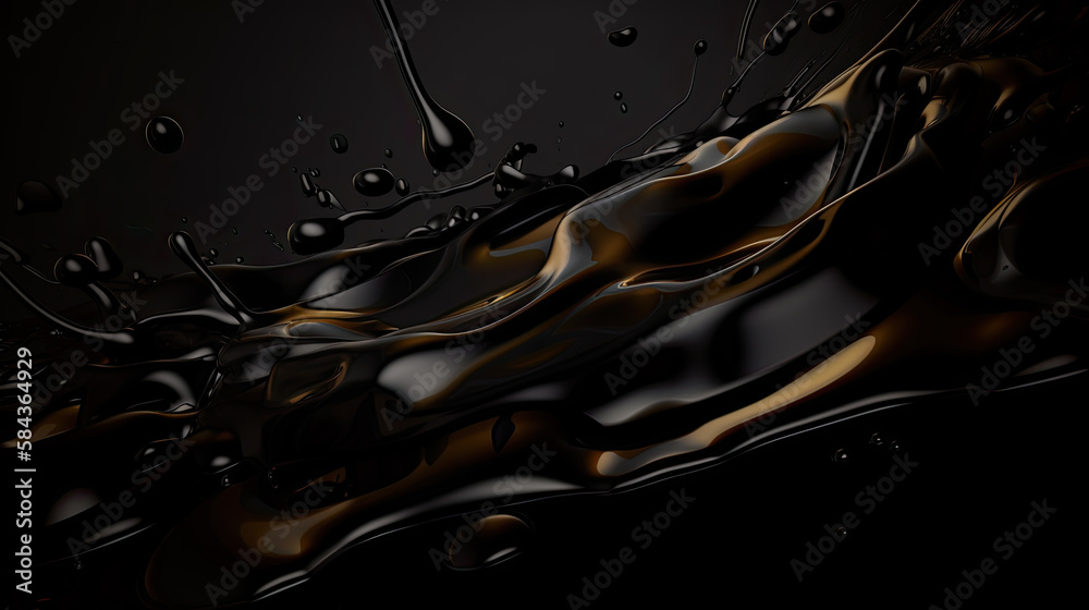 liquid black oil close up background, textured swirl Stock Illustration ...