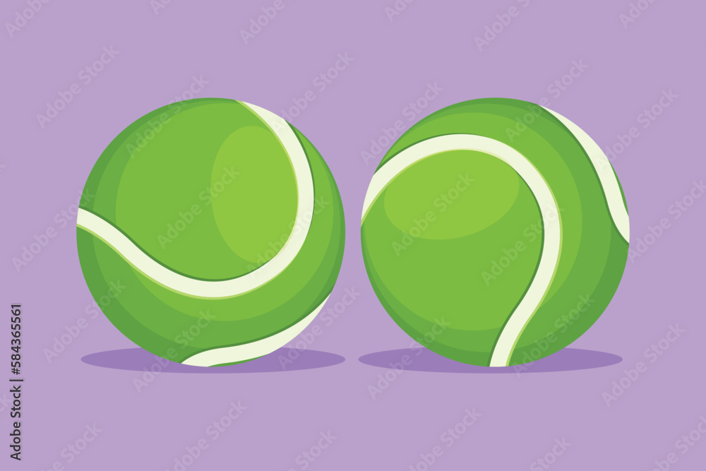Cartoon flat style drawing closeup of two tennis balls icon, logo ...