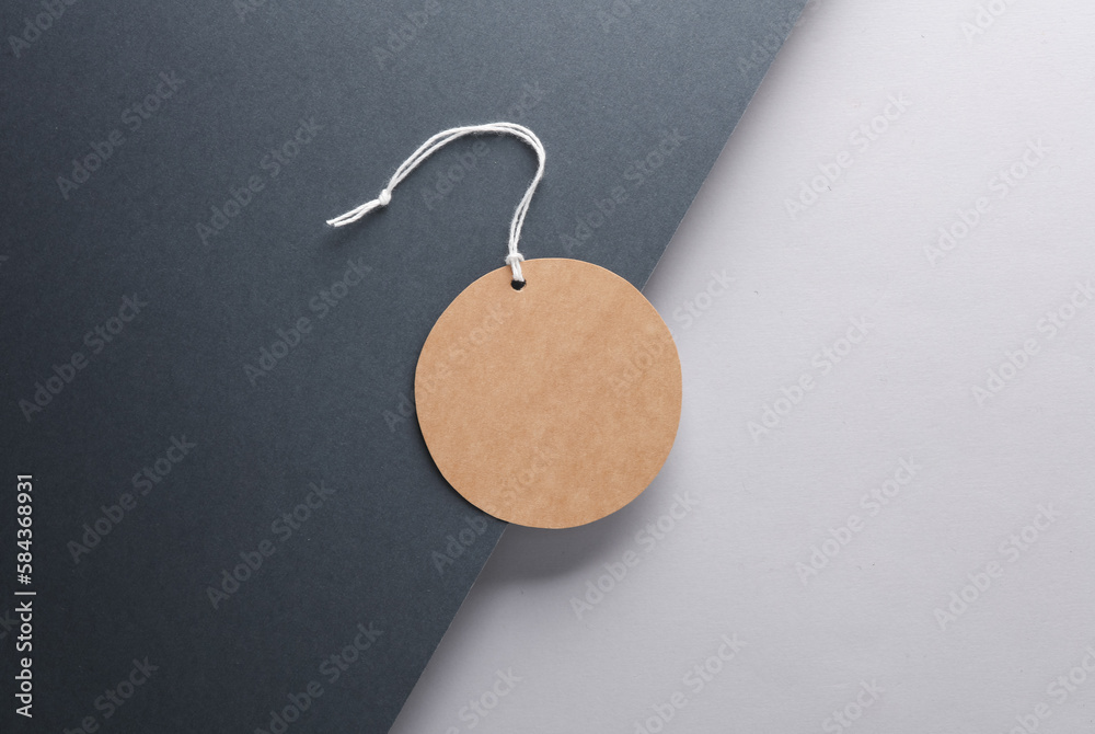 Round craft price tag on black and gray background. Creative layout ...
