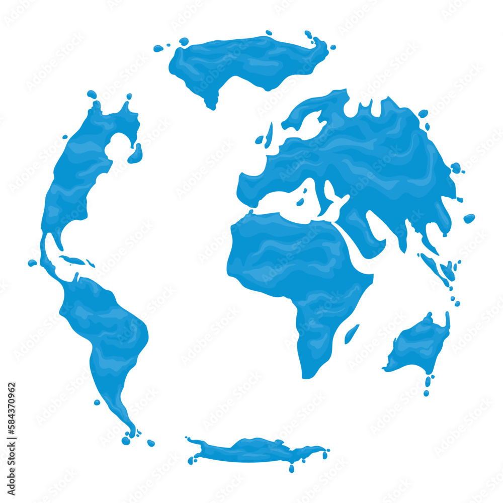 Blue continents with watery effect on white background, Vector ...