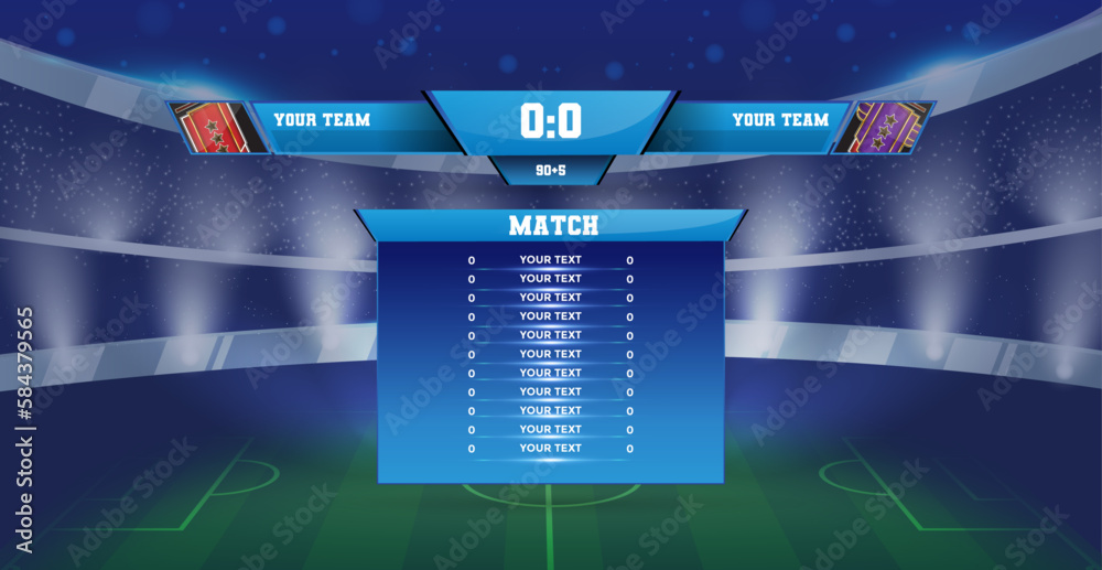 Soccer championship scoreboard modern vector design for lower third ...