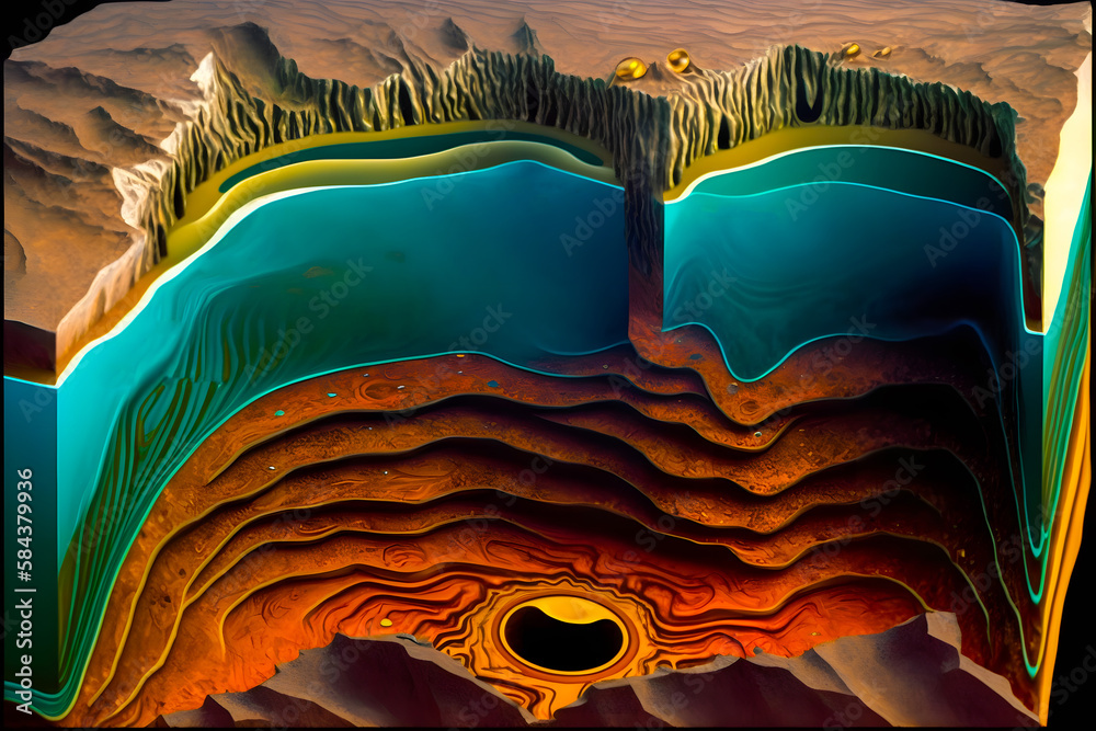 Schematic abstract cut geological structure of earth layers groundwater ...