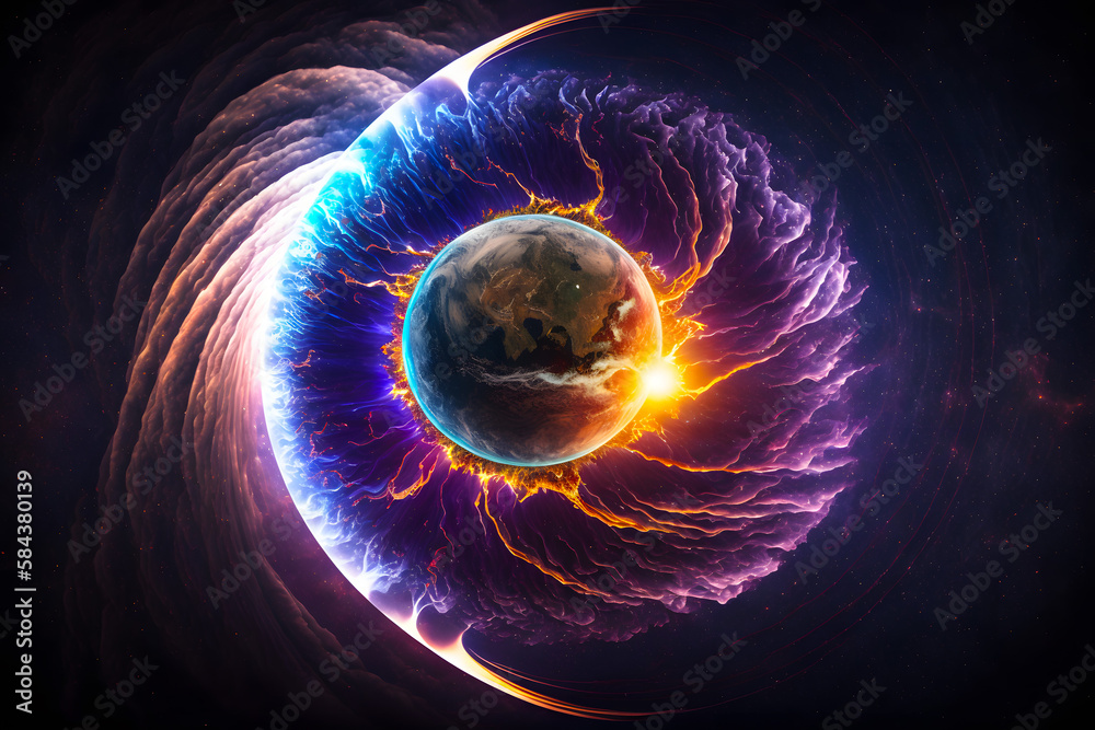 Earth's magnetic field Magnetosphere, lines of magnetic induction in ...