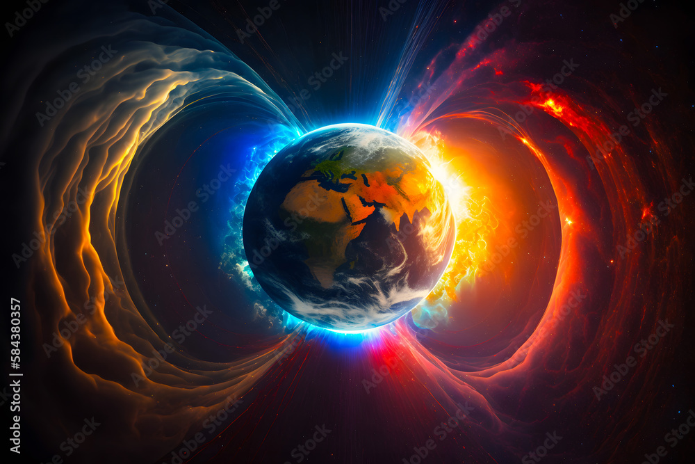 Earth's magnetic field Magnetosphere, lines of magnetic induction in ...